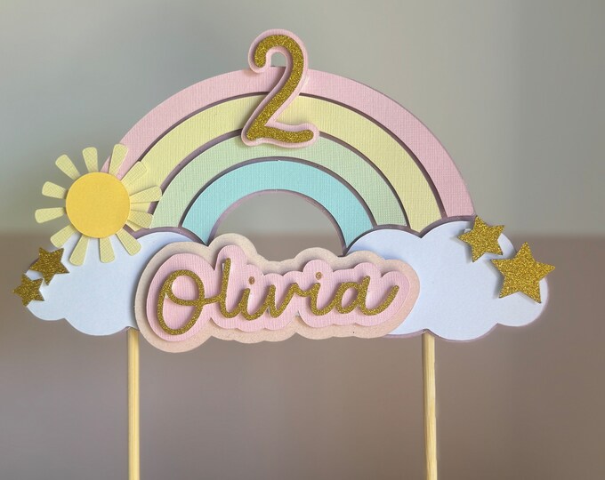 Rainbow Cake Topper - Etsy