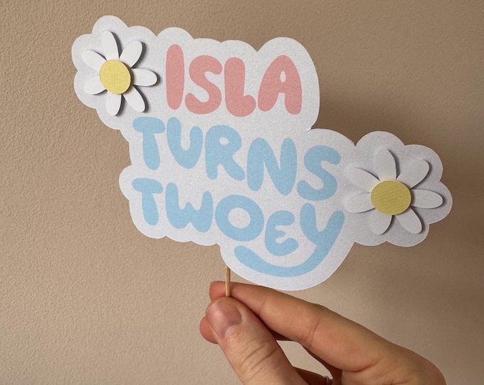 Bluey Twoey Happy Birthday Cake Topper - Etsy