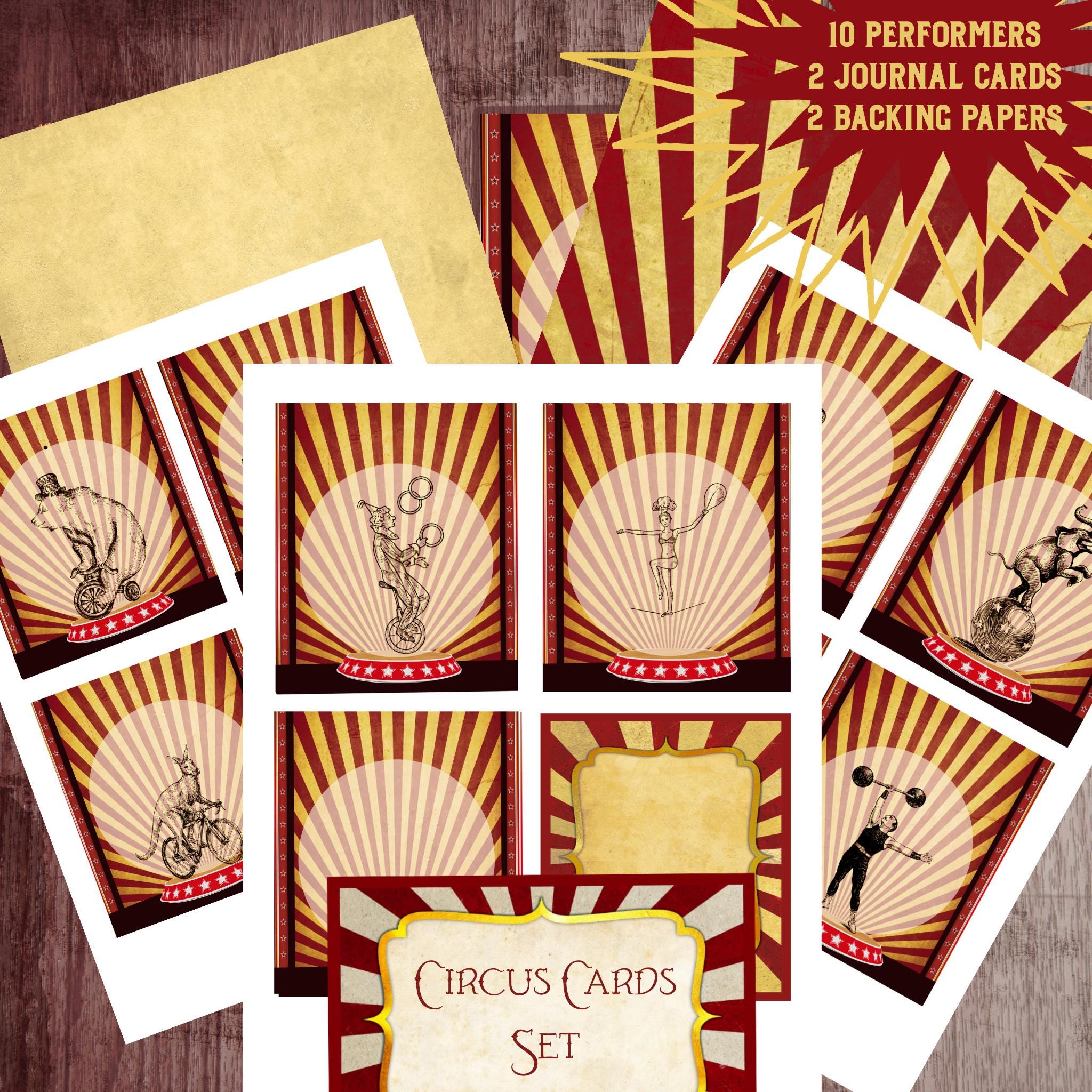 Circus Journal Cards Printable Circus Junk Journaling Cards Vintage ...
