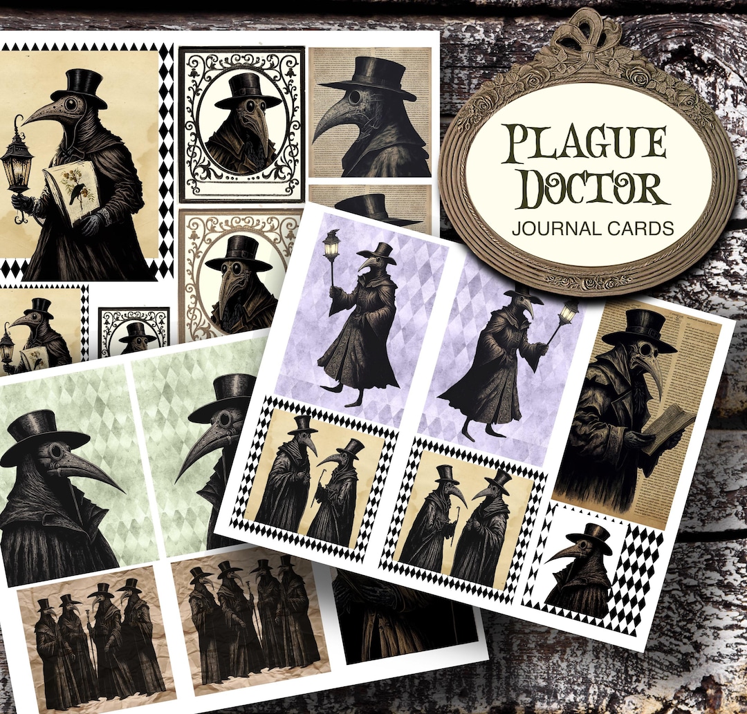 Printable Vintage Plague Doctor Journaling Cards - Gothic Ephemera for ...