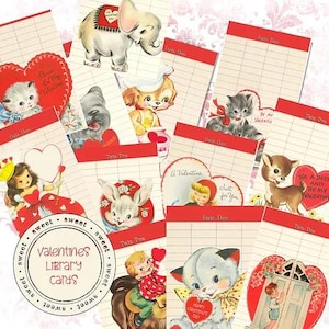 Printable Vintage Valentine Library Cards, Valentine's Day Ephemera ...