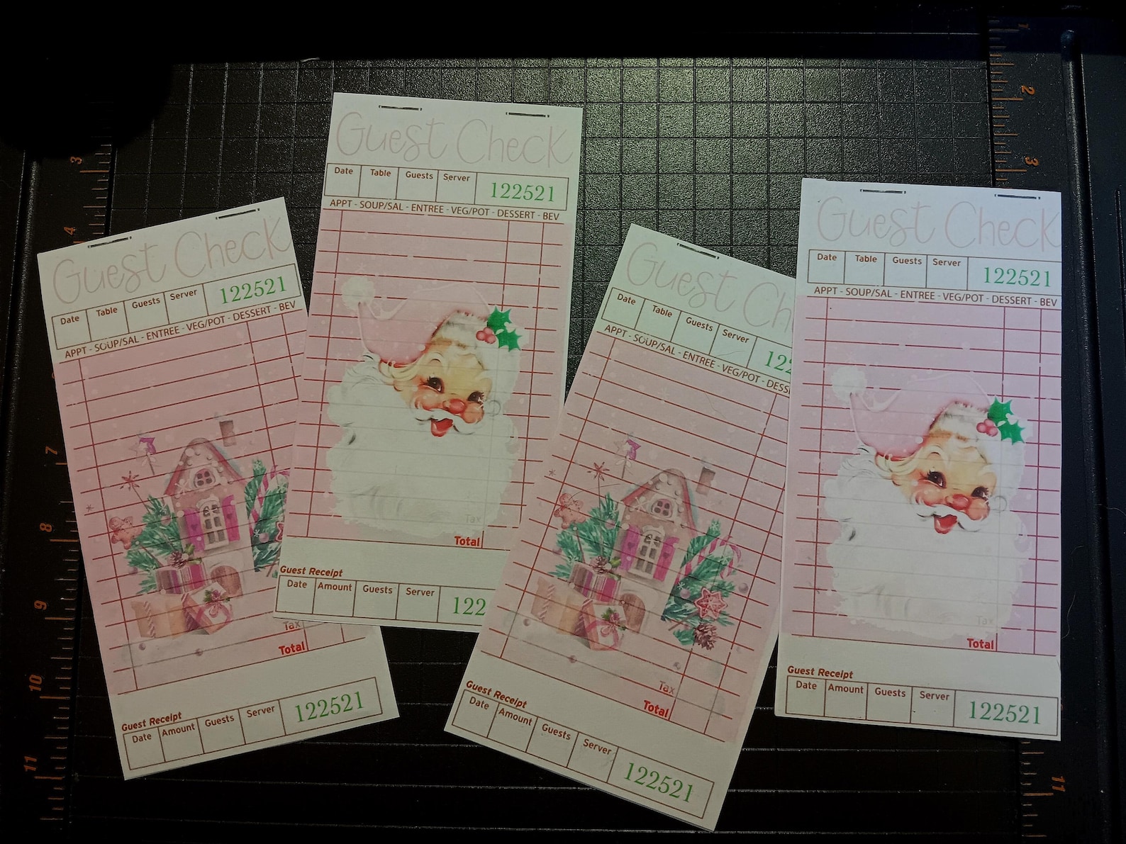 Pink Santa Guest Checks Printable, Vintage Christmas Ephemera for Junk ...