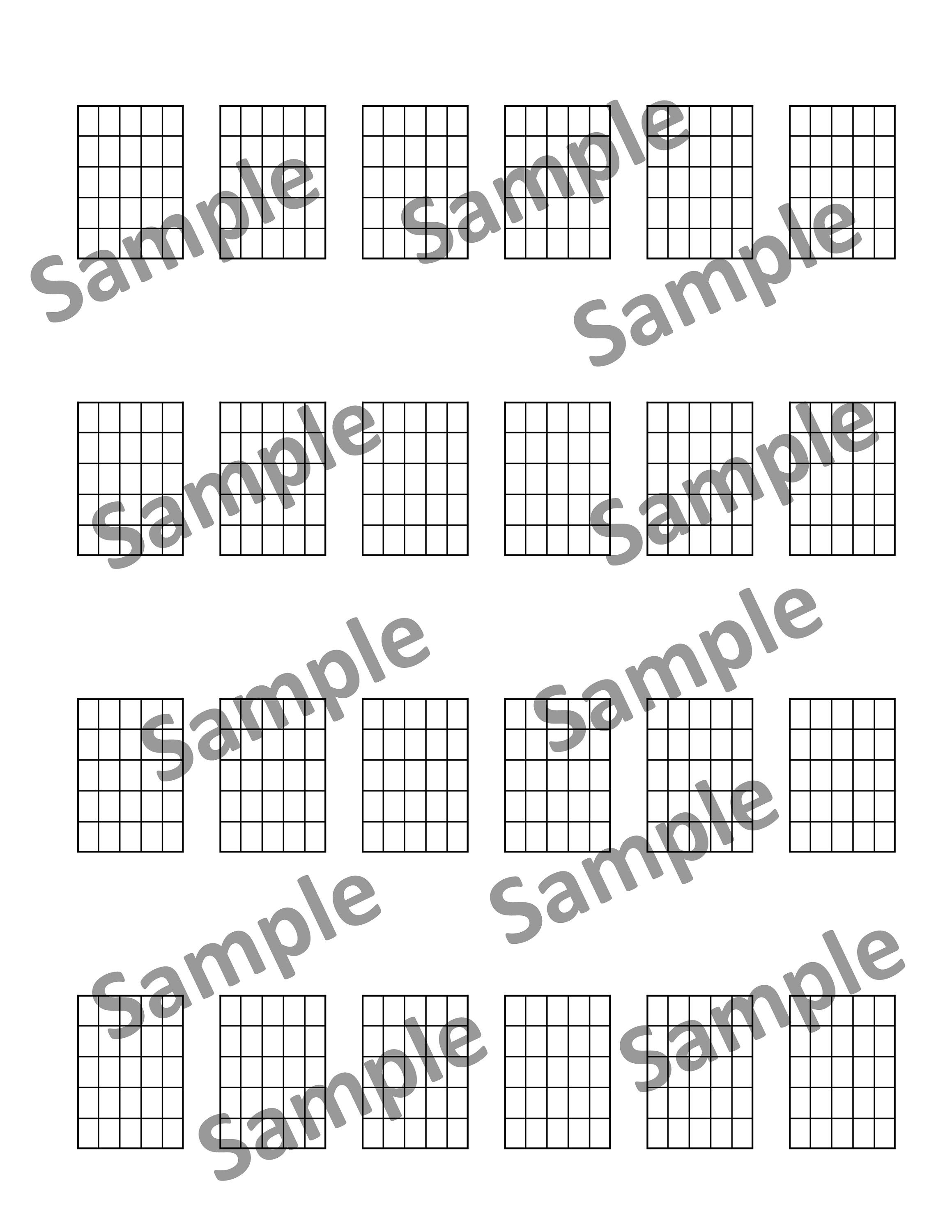 Printable Set of Blank Guitar Chord Chart Boxes PDF - 5 Layouts and ...