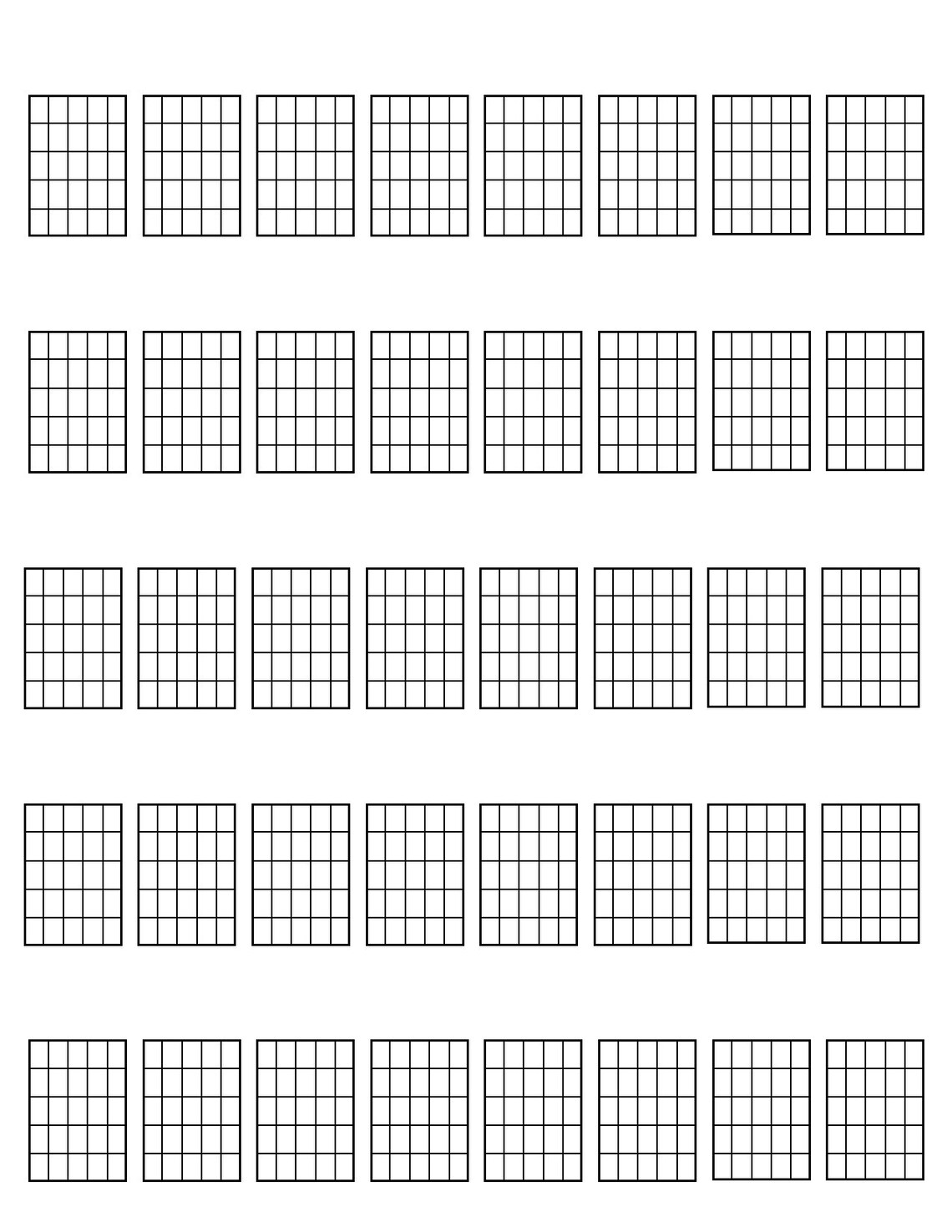 Printable Set of Blank Guitar Chord Chart Boxes 5 Layouts - Etsy