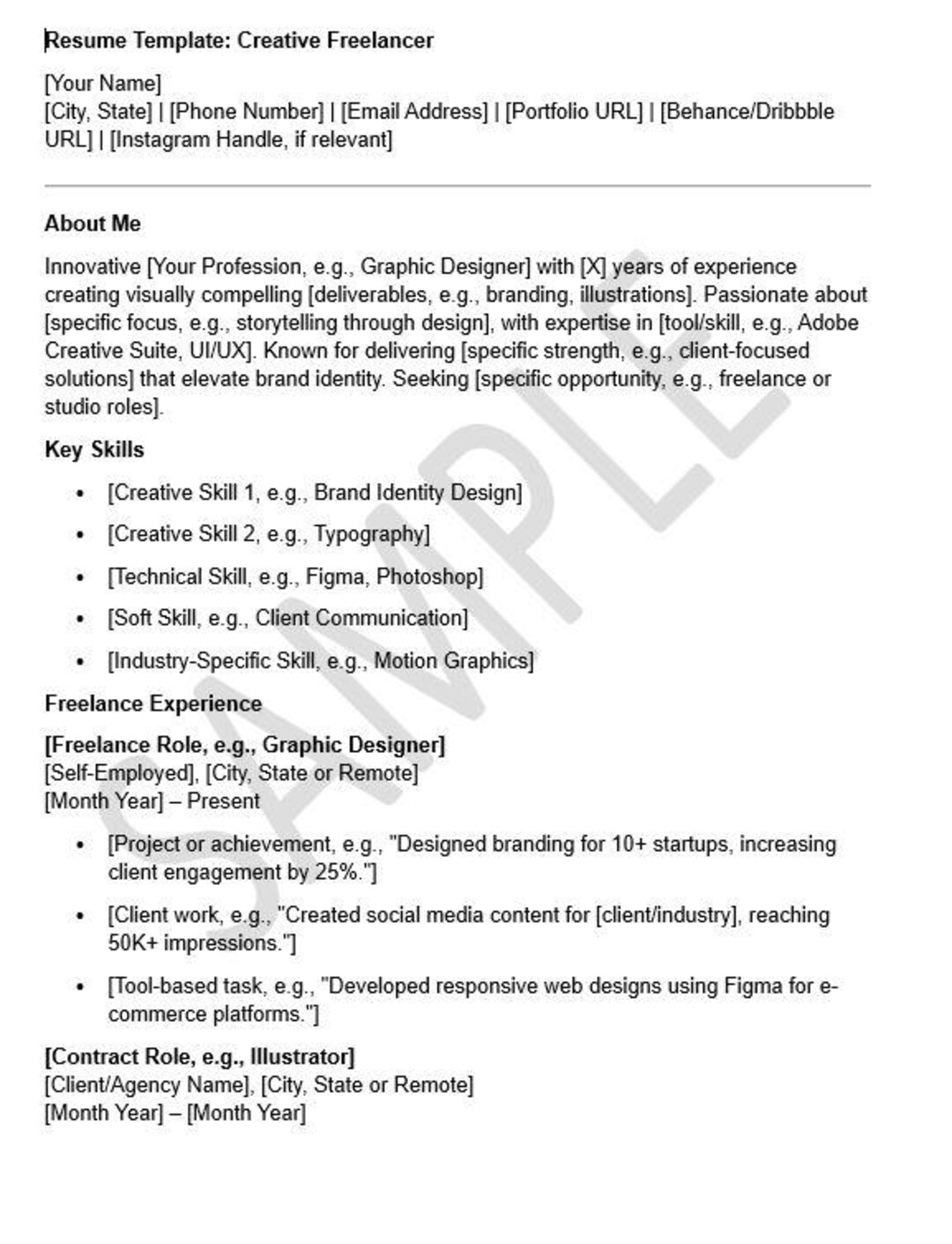 Ats-friendly CV Resume Template for Creative Freelancer - Etsy UK
