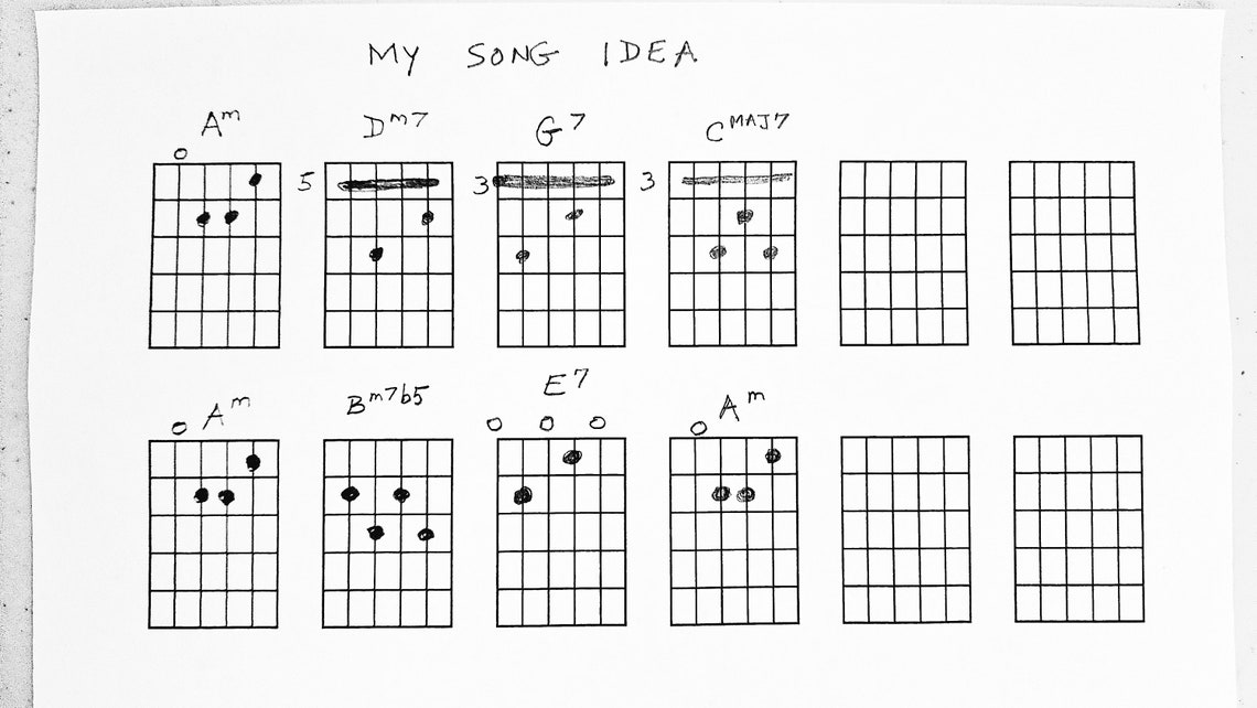 Printable Set of Blank Guitar Chord Chart Boxes PDF - 5 Layouts and ...