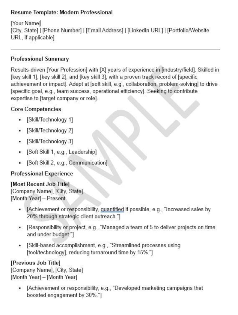 Ats-friendly CV Resume Template for Professionals - Etsy