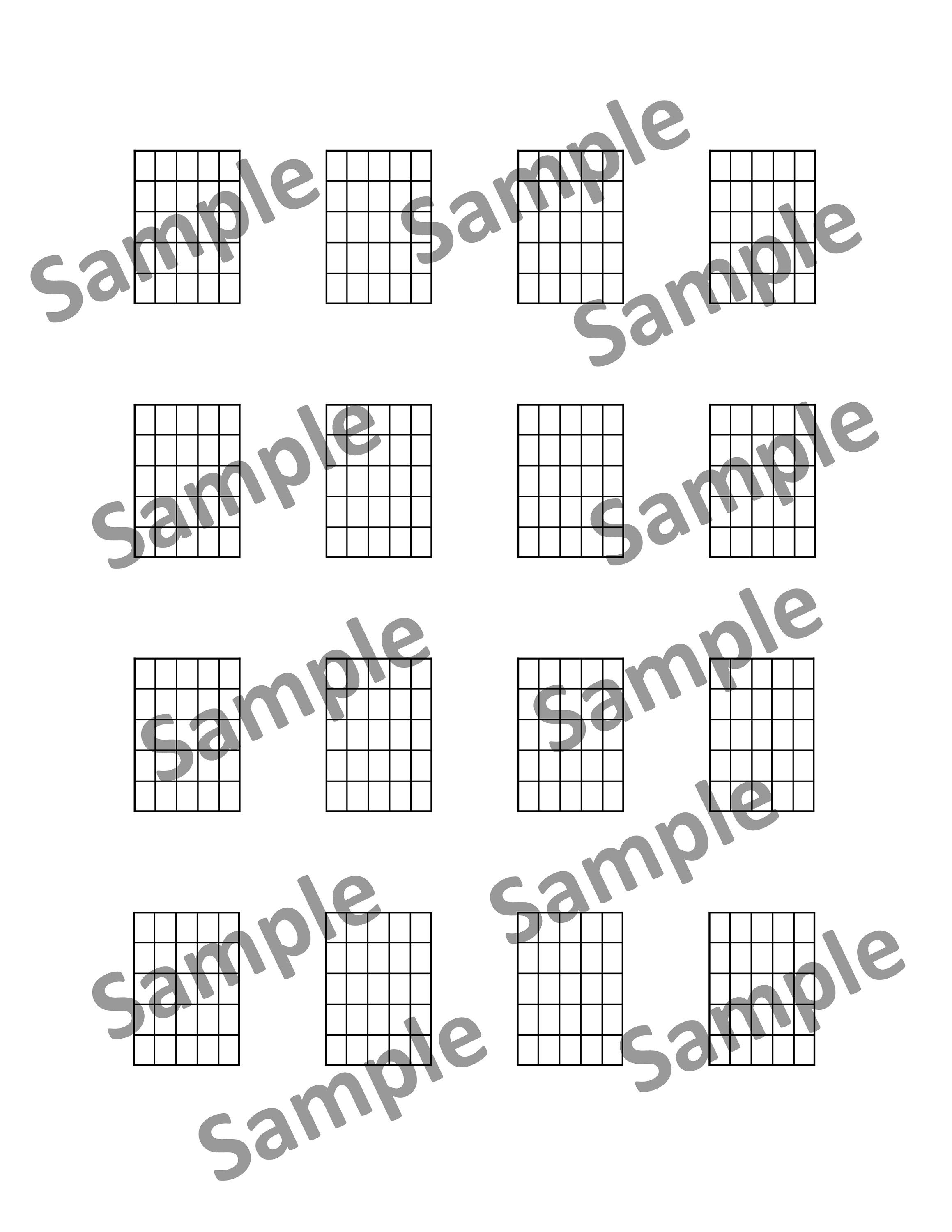 Printable Set of Blank Guitar Chord Chart Boxes PDF - 5 Layouts and ...