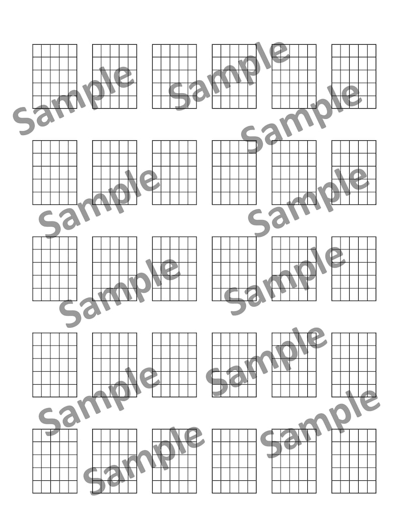 Printable 6 X 5 Blank Guitar Chord Box Charts - 6 Charts Across X 5 ...