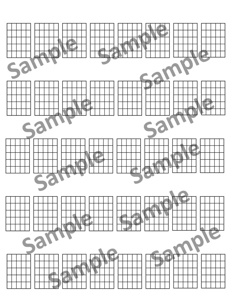 Printable 8 X 5 Blank Guitar Chord Chart Boxes 8 Charts Across X 5 Rows ...