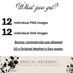 Mother's Day Word Art and Poem Bundle for Commercial Use: SVG and PNG ...