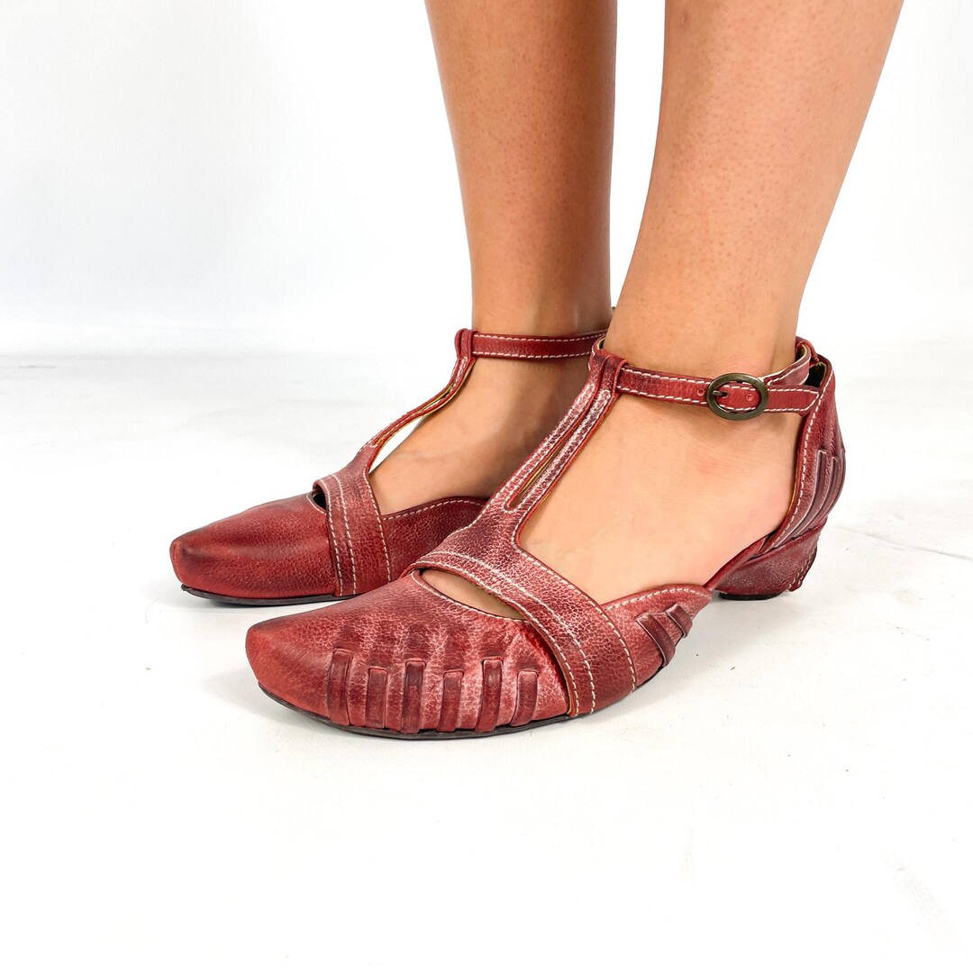 Fairycore Cottagecore Whimsygoth Boots - Red Mary Jane Leather Shoes ...
