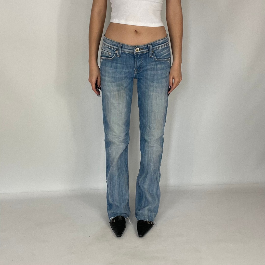 Y2K Fishbone Fair Light Blue Denim Bootcut Preloved Pants - Etsy