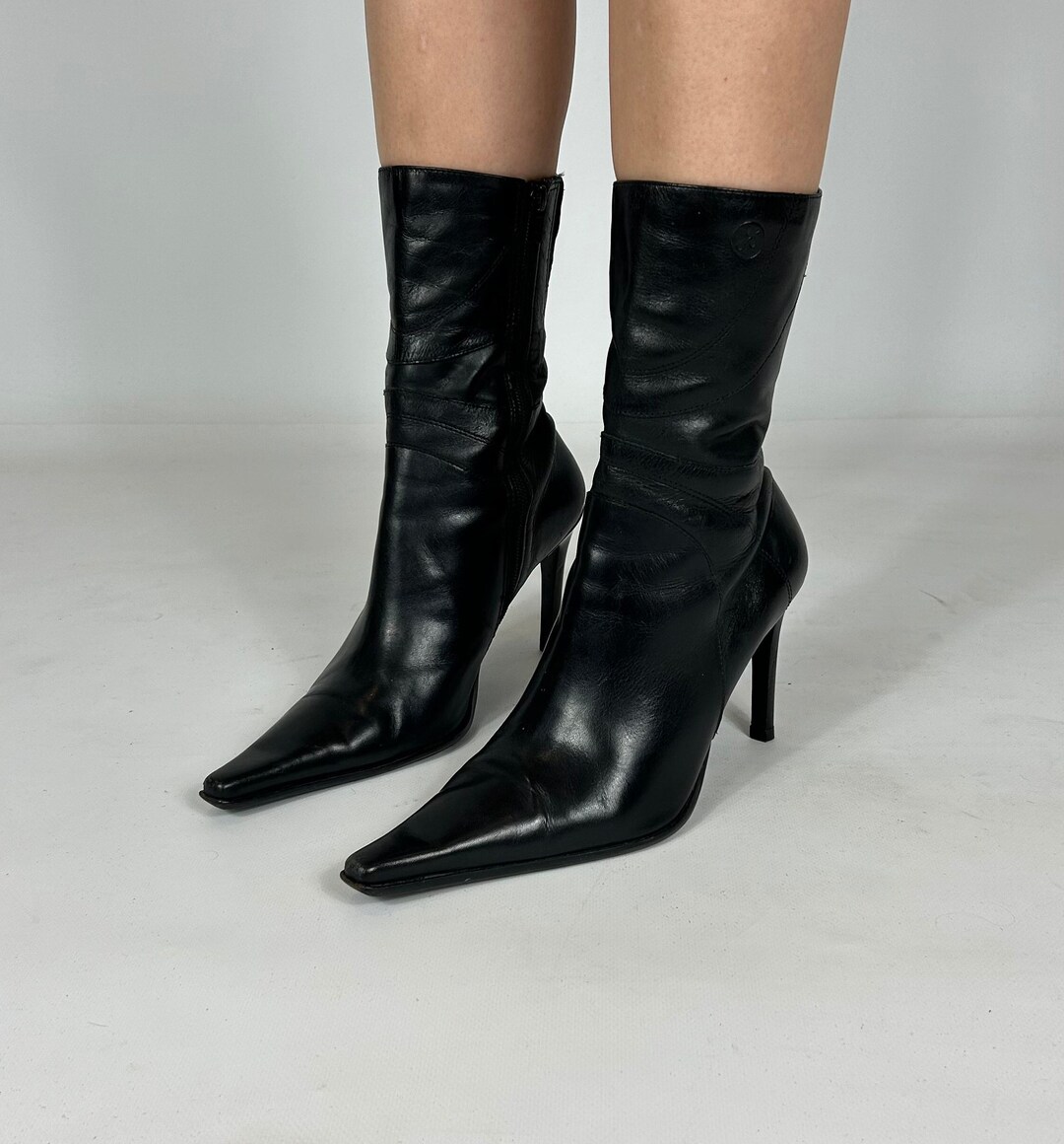 Bronx Black Genuine Leather Mid-calf Preloved Boots - Etsy