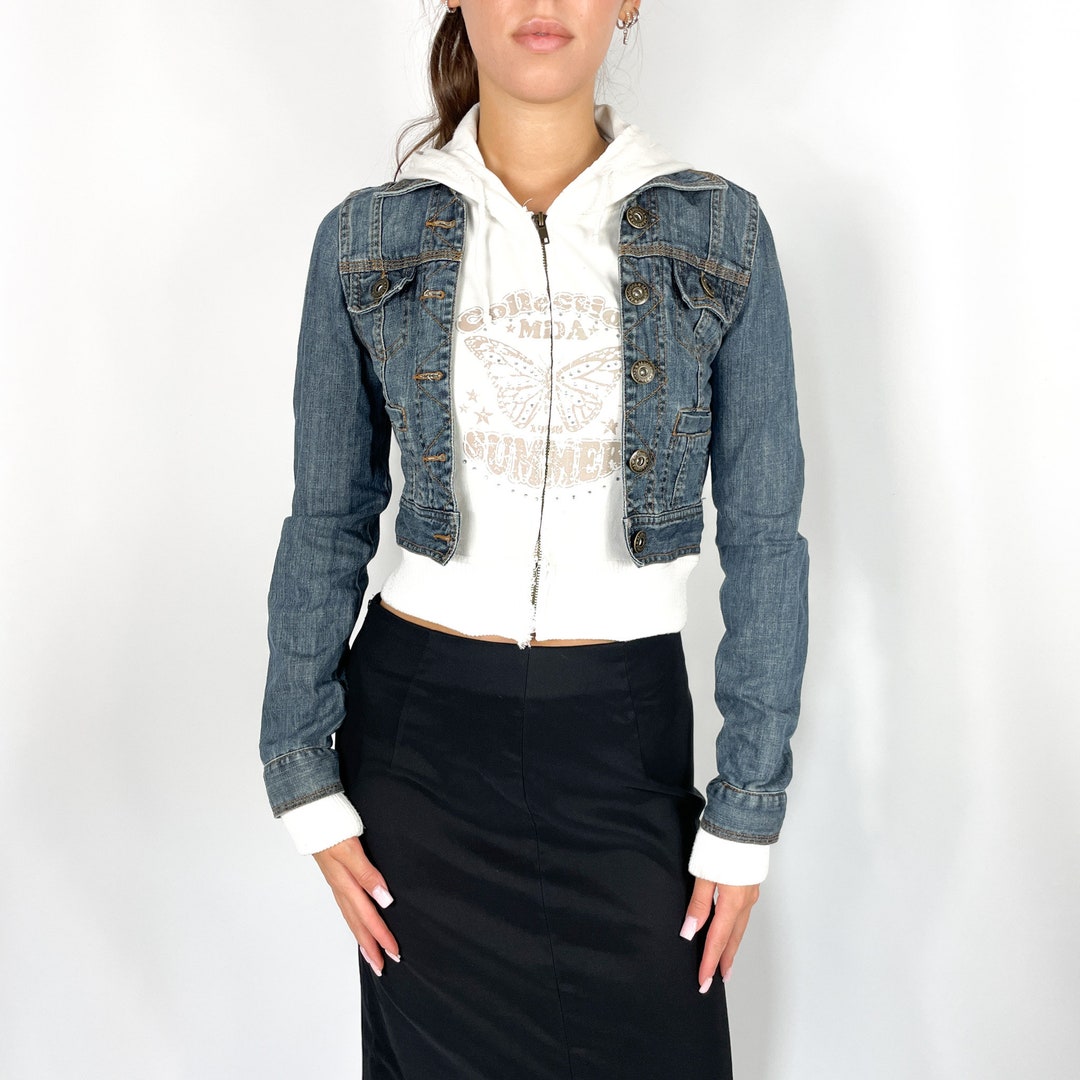 Y2K Madonna Denim Embroided Preloved Jacket Zipped Jumper Y2K Clothing ...