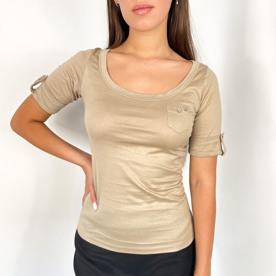 Prada Y2K Cream Blouse, Vintage 2000s Designer Top, Minimalist Luxury ...