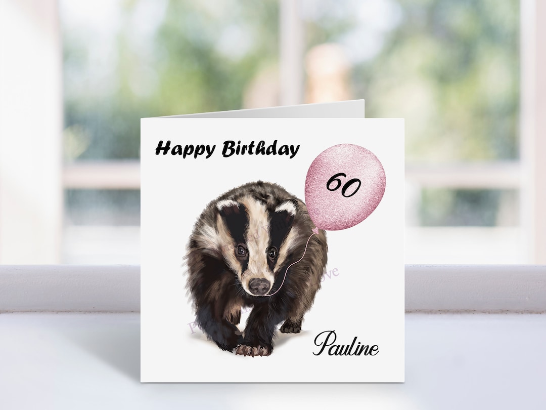 Badger Birthday Card, Wildlife Greeting Card, Badger Card for Her, for ...