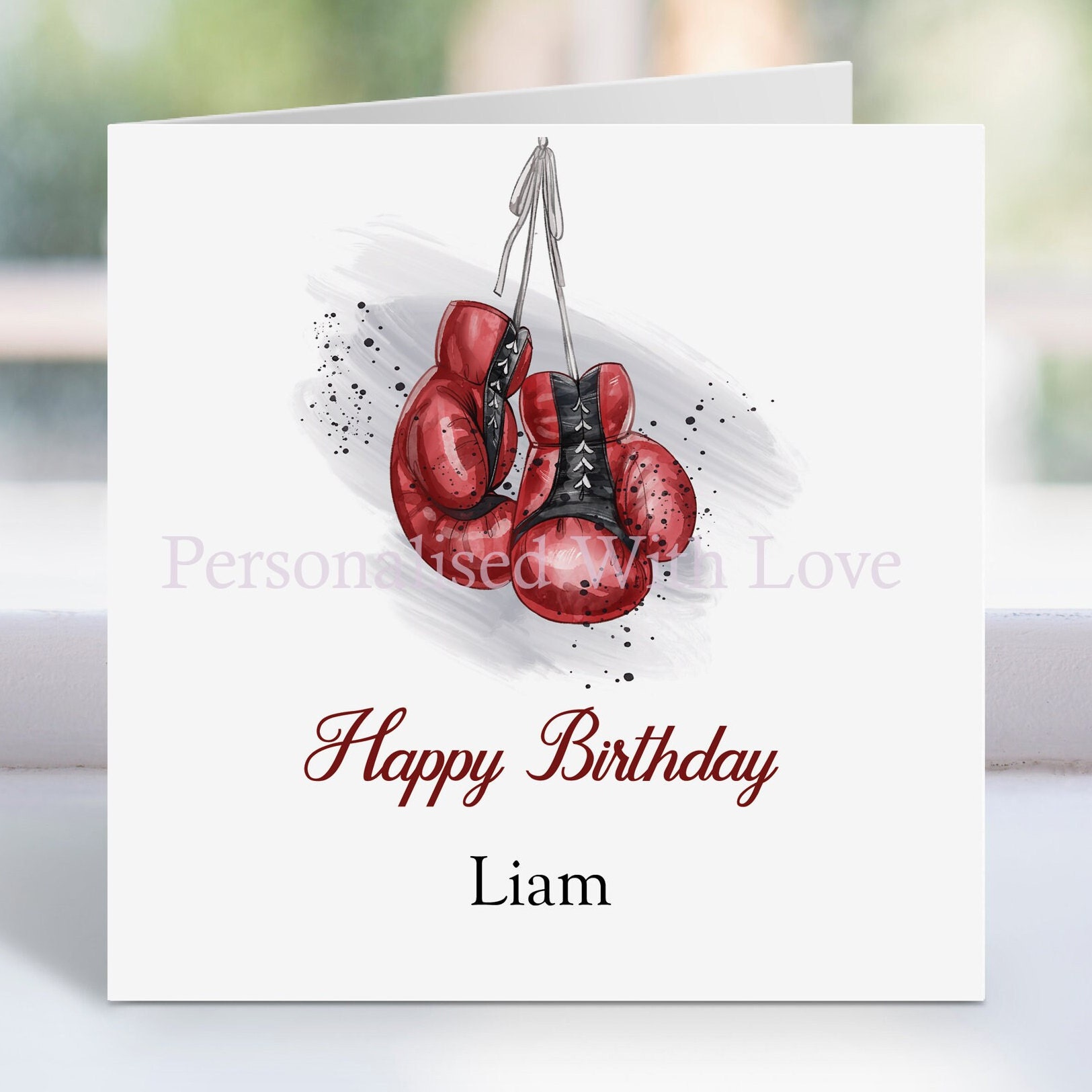 Boxing Birthday Card, Personalised Card for Boxer, Boxing Gloves ...