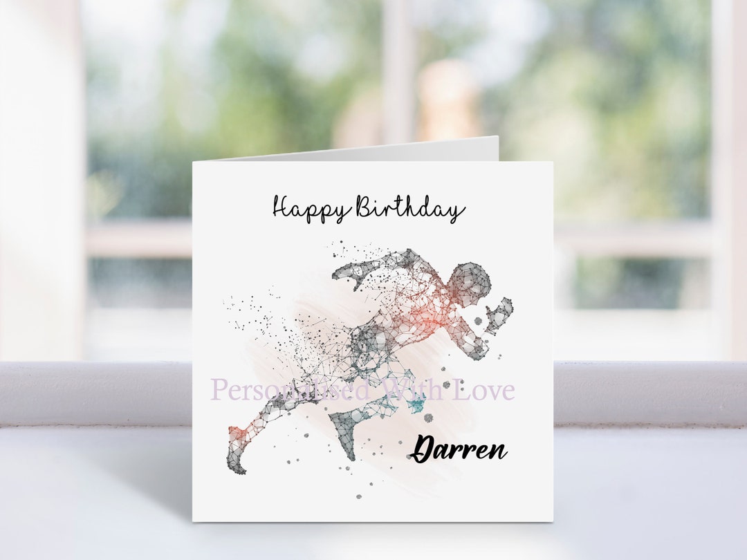 Personalised Male Runner Card, Runners Birthday Card, Personalised ...