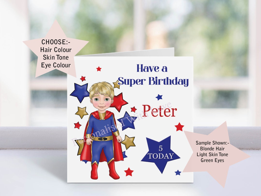 Personalised Super Hero Birthday Card, Superheroes Birthday Card for ...