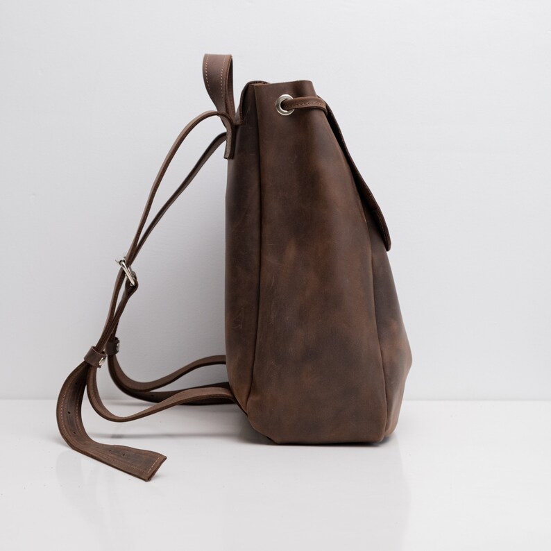 Leather Drawstring Backpack, Leather Backpack Women, Leather Drawstring ...