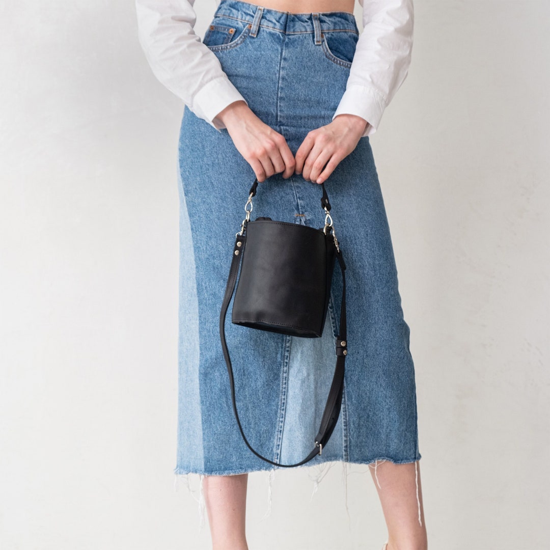 Personalized Leather Bucket Bag, Custom Bucket Bag, Casual Leather ...