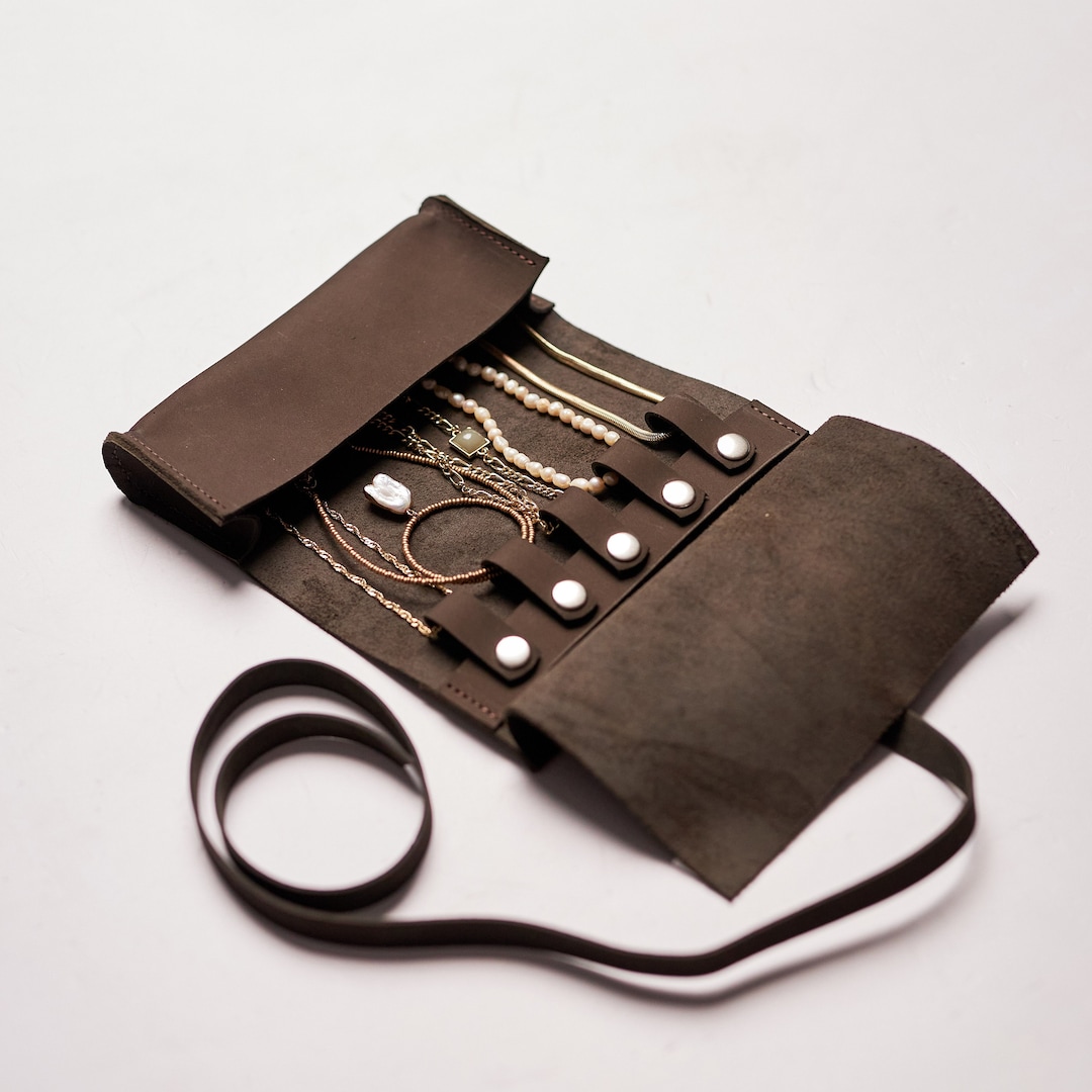 Leather Jewelry Roll Personalized, Leather Jewelry Organizer, Jewelry ...