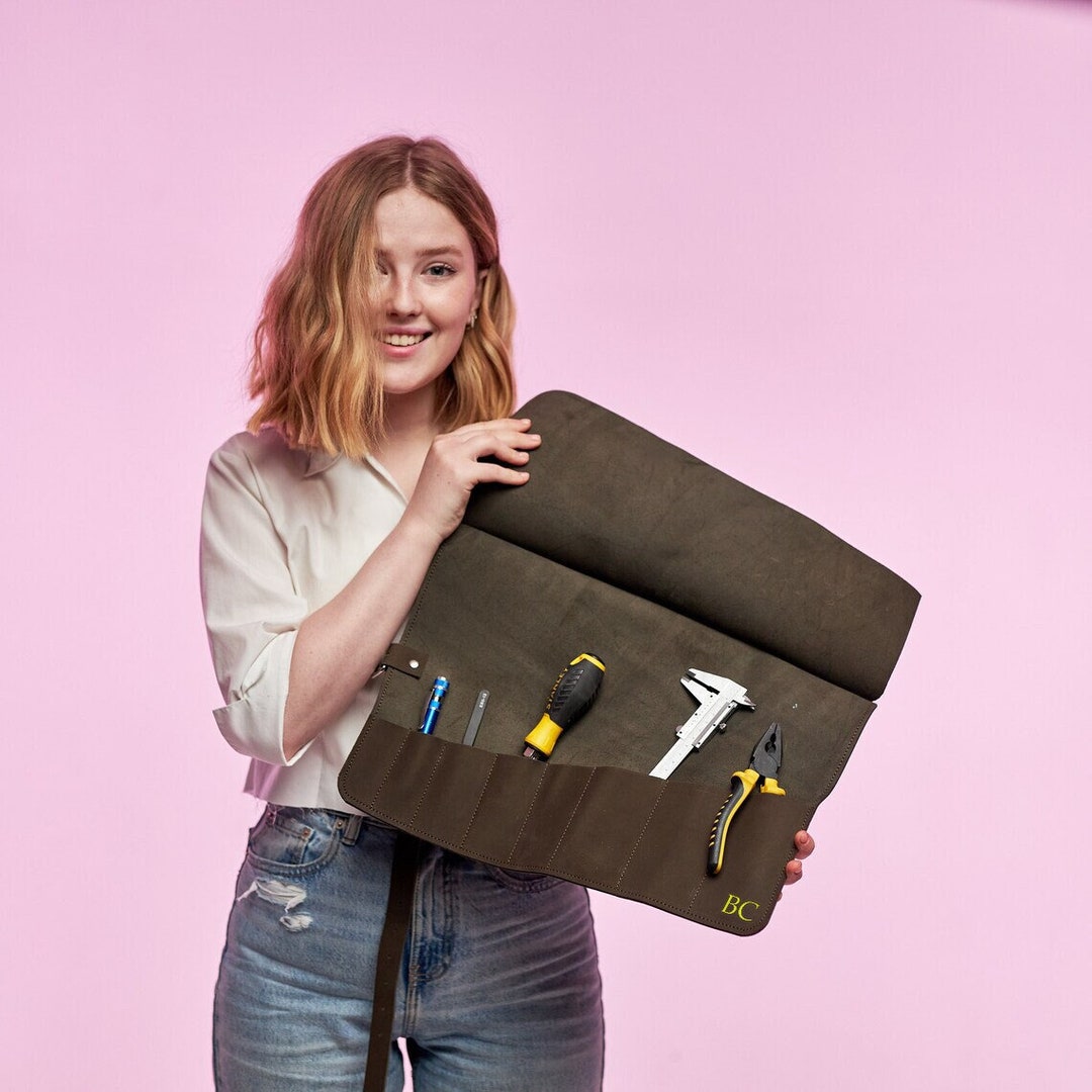 Personalized Leather Tool Roll, Custom Tool Wrap, Leather Tools Storage ...