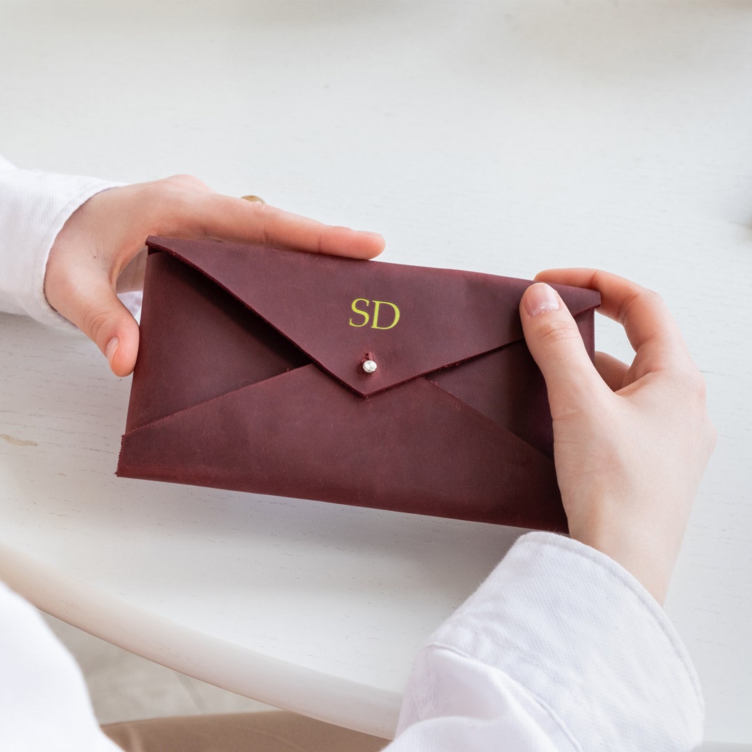 Custom Leather Cash Envelope, Envelope for Money, Personalized Cash ...