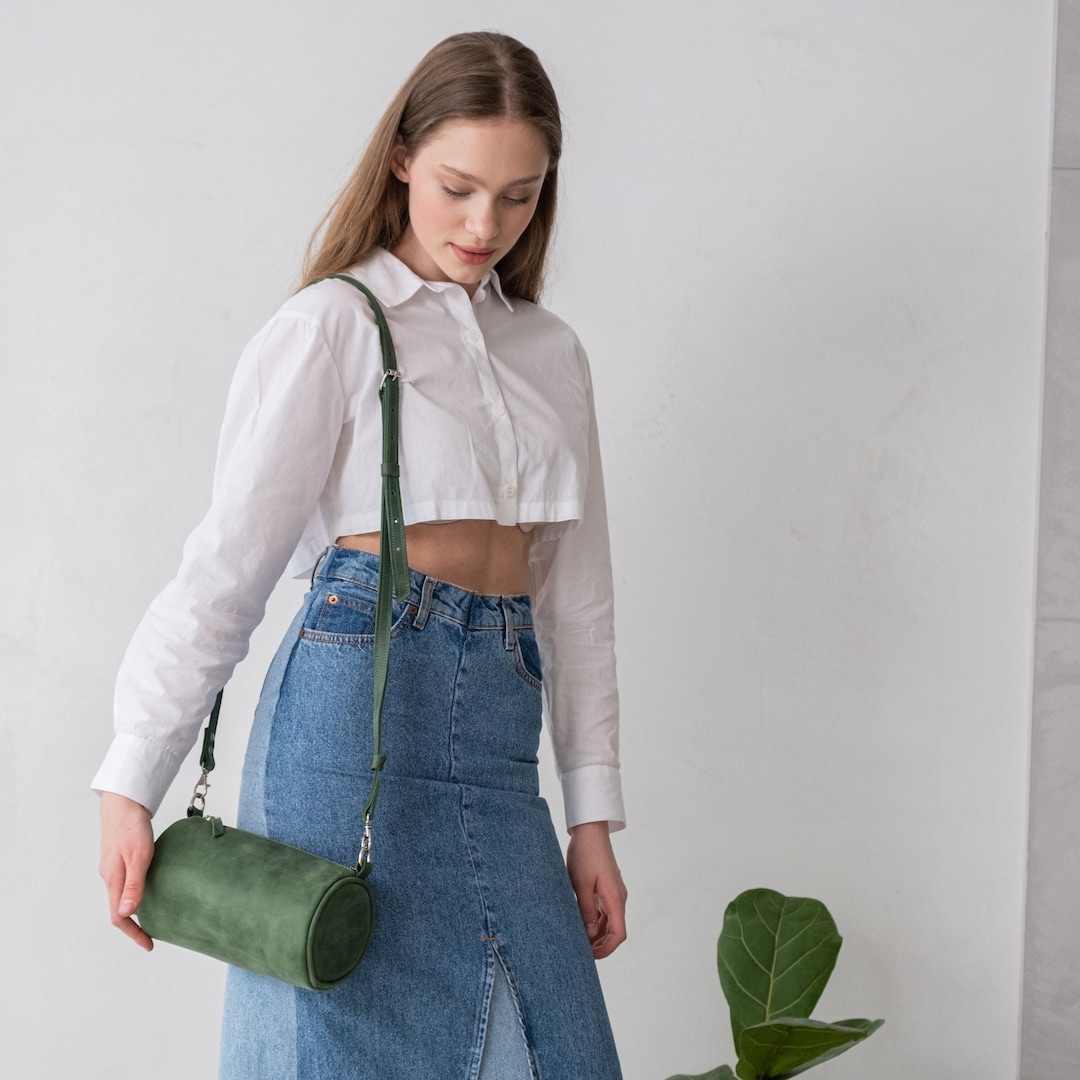 Leather Cylinder Bag, Small Shoulder Bag, Small Messenger Bag, Leather ...