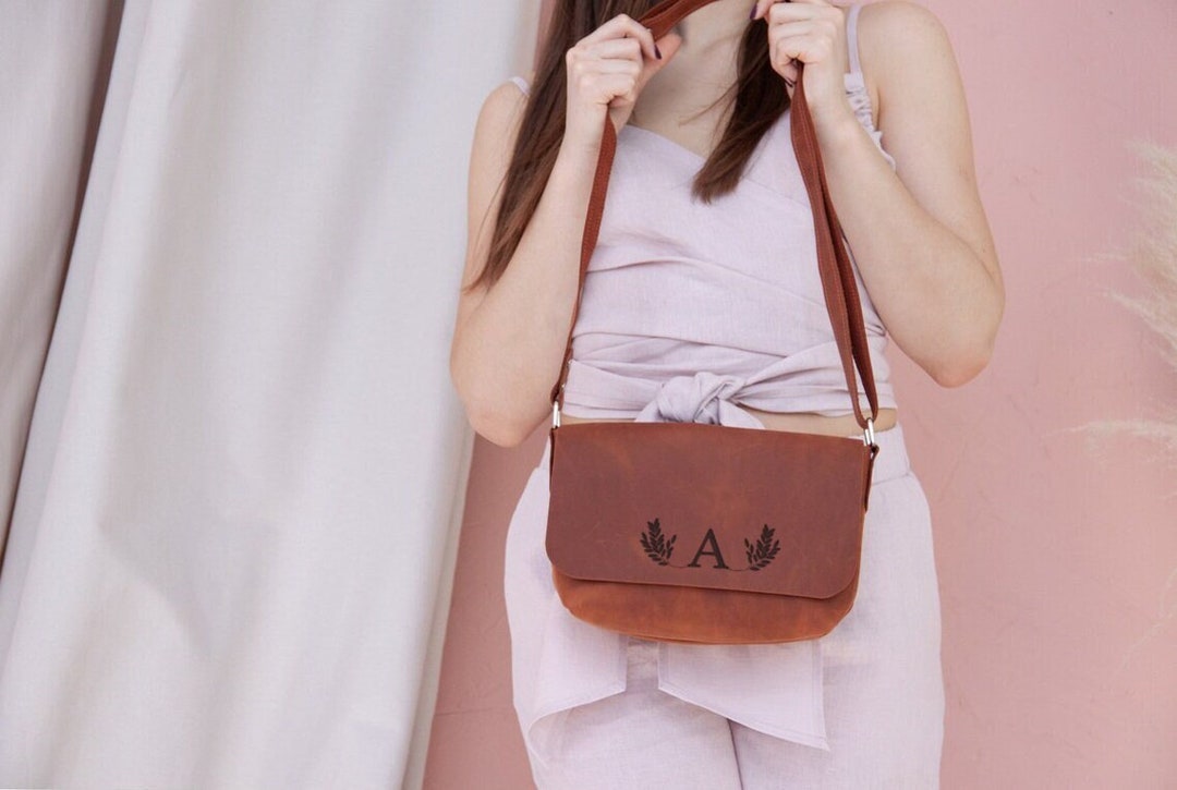Personalized Leather Crossbody Bag, Crossbody Messenger Bag, Small ...