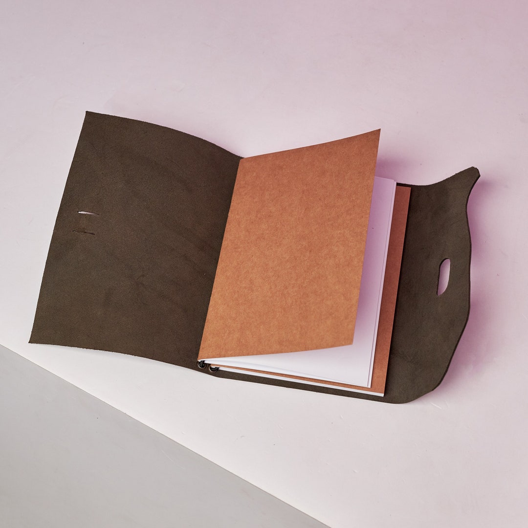 Leather Notebook Cover With Pen Holder,refillable Leather Journal ...