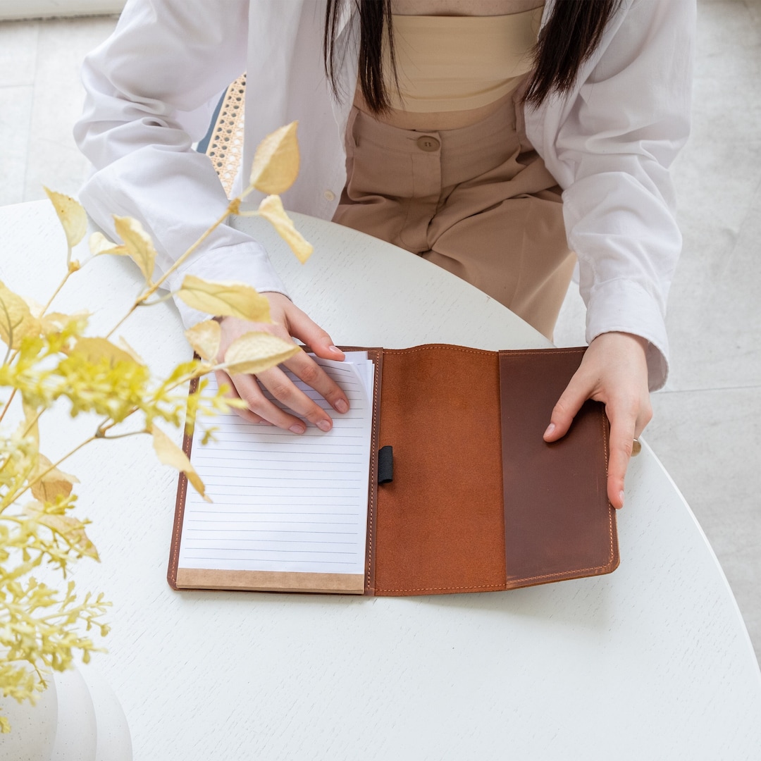 Leather Notepad Cover, Leather Notepad Holder A5, Leather Notepad With ...