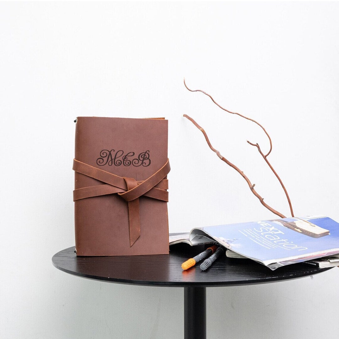 Handmade Leather Journal Cover, Engraved Notebook Cover, Personalized ...