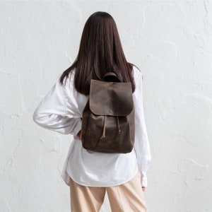 Leather Drawstring Backpack, Leather Backpack Women, Leather Drawstring ...
