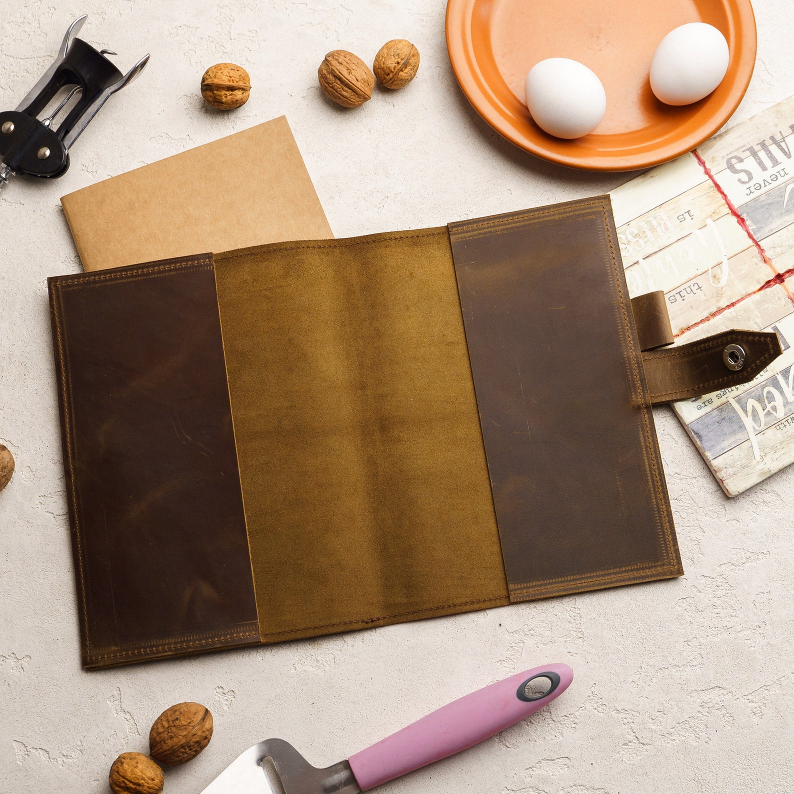 Leather Notebook Cover With Pen Holder, Engraved Notebook Cover ...