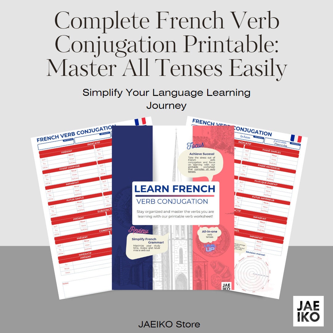 Complete French Verb Conjugation Printable: Master All Tenses Easily ...