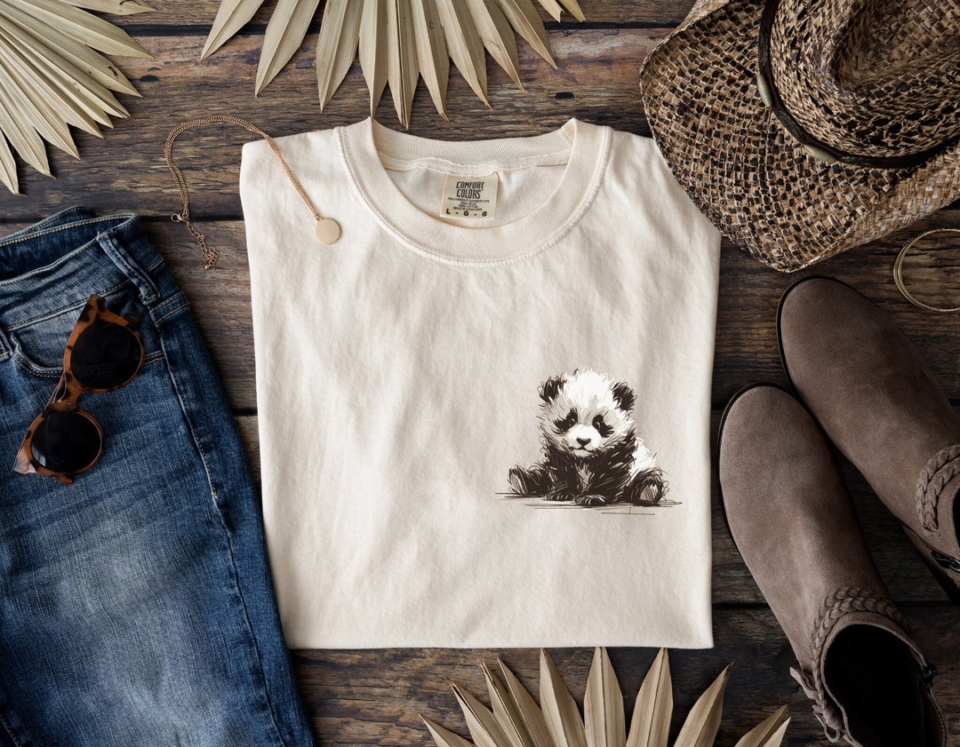 Panda Shirt, Baby Panda Bear T-shirt, Cute Panda Cub Black and White ...