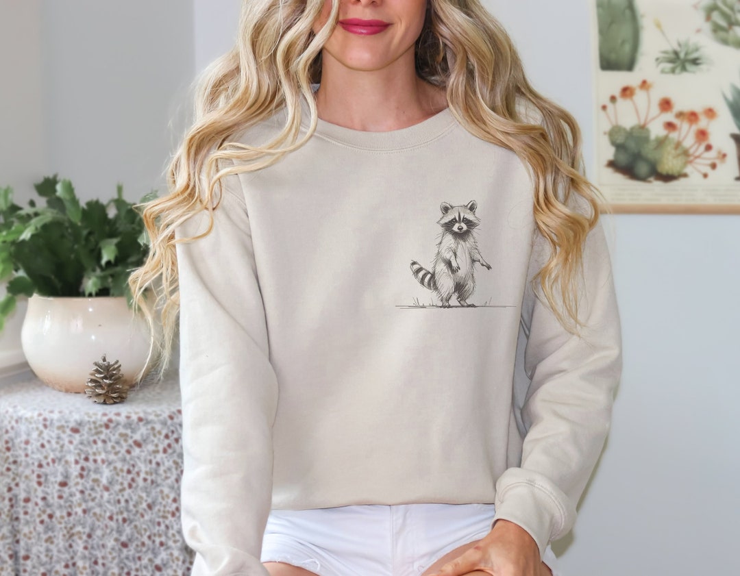 Raccoon Standing Sweatshirt, Cute Trash Panda Shirt, Sweet Graphic ...