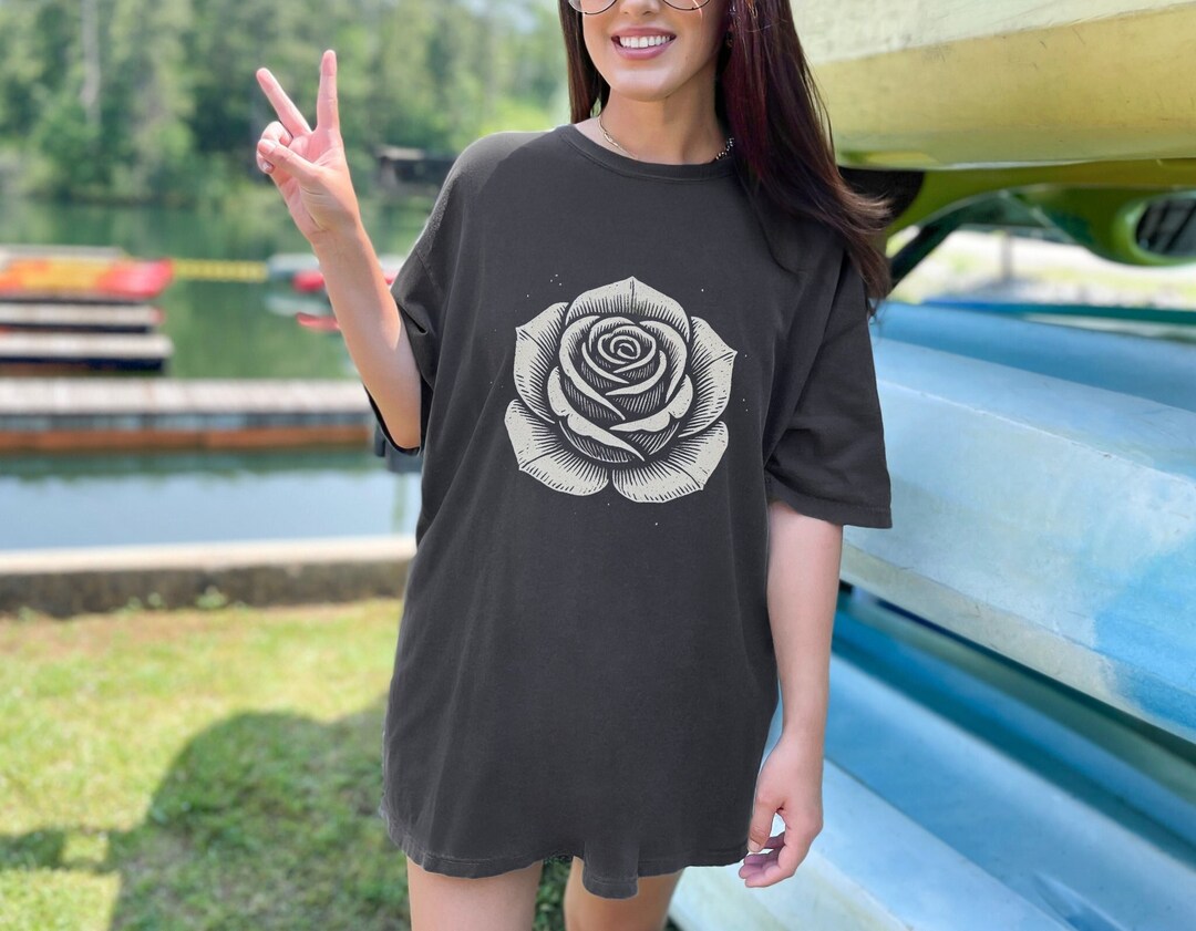 Elegant Rose Graphic T-shirt - Nature Lover Floral Tee - Etsy