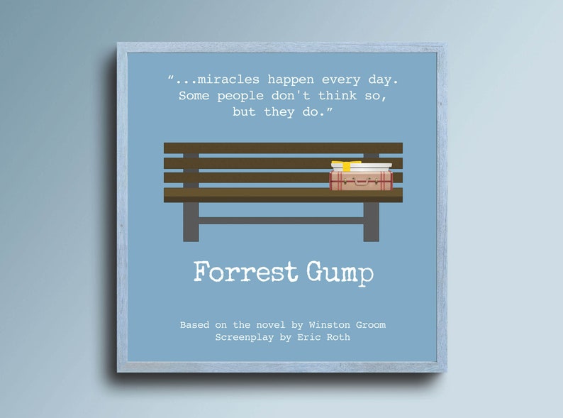 Forrest Gump, Minimalist Film Art, Movie Poster, Inspirational Quote ...