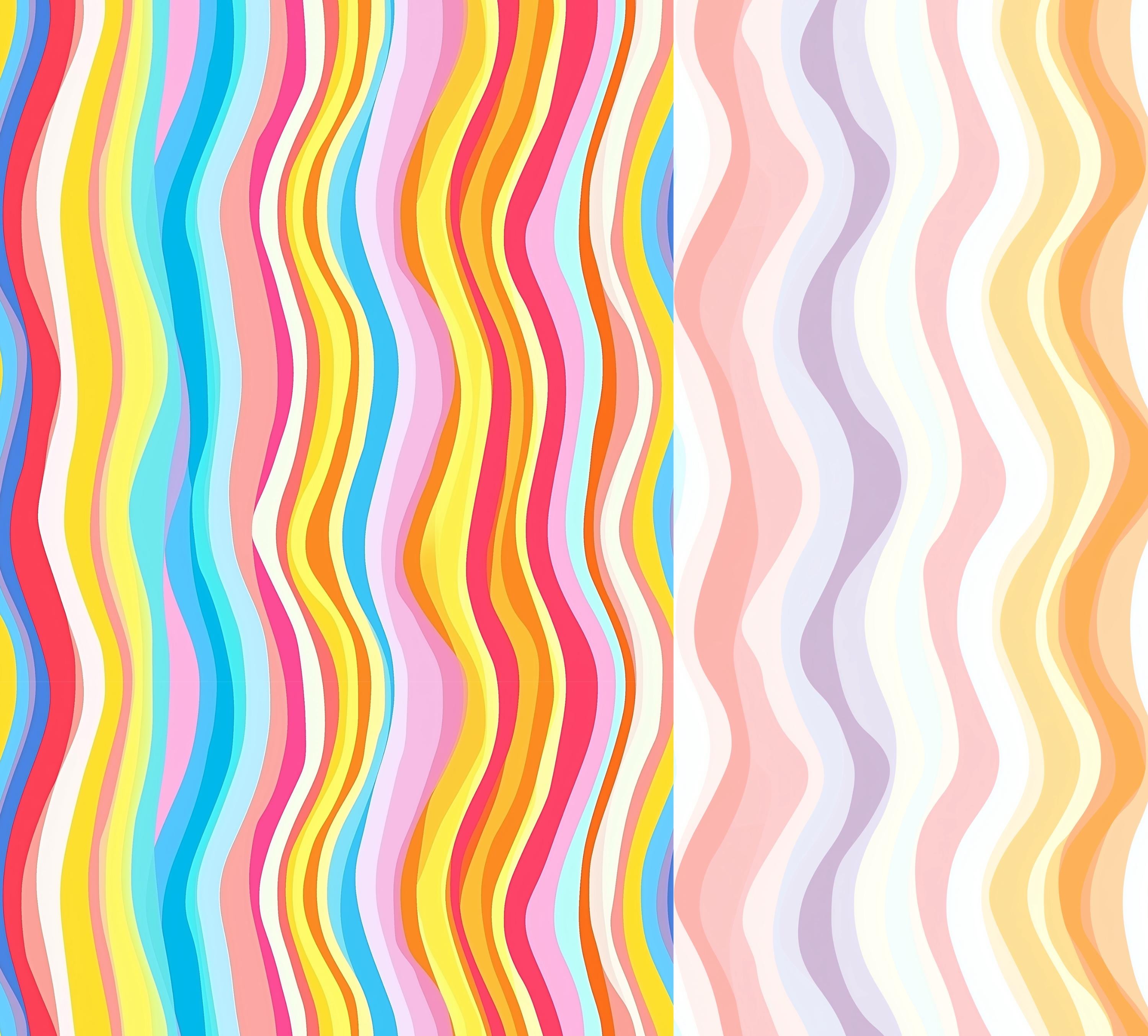 38 Pastel Rainbow Stripes Seamless Digital Paper, Colorful Wavy Line ...