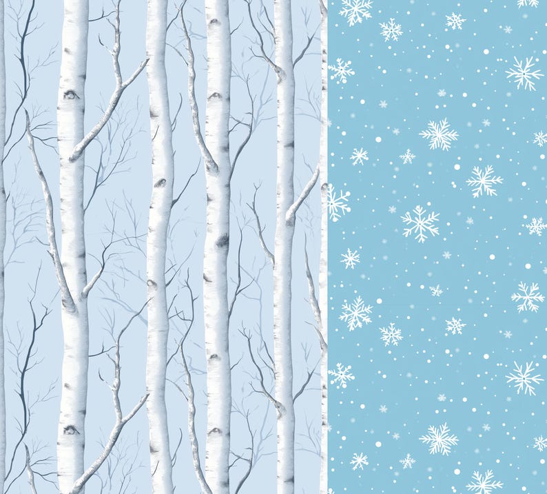 Winter Frost Seamless Patterns: Snowflake & Branch PNG Textures ...