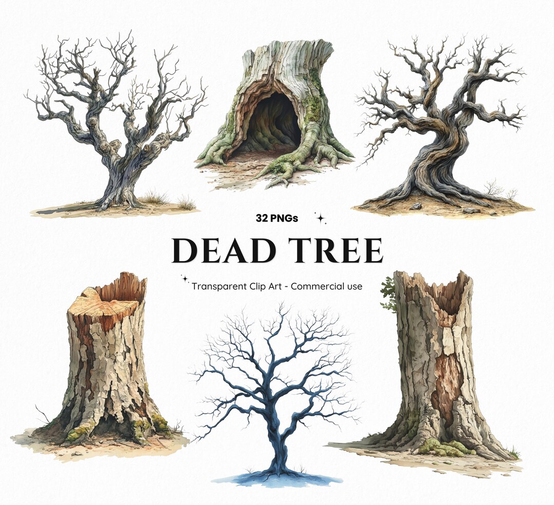 32 Dead Tree Clipart PNG, Haunted Forest Tree Stump, Spooky Hollow ...