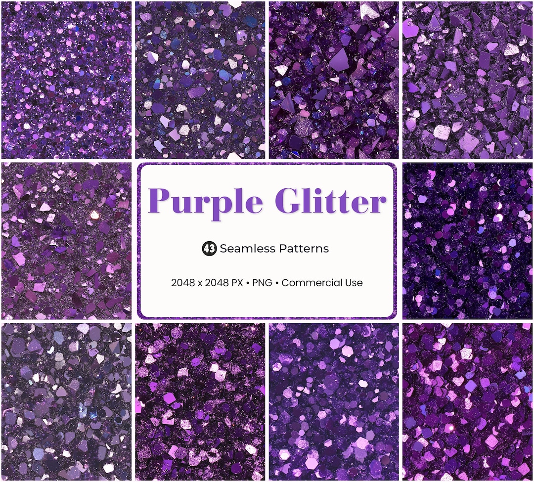 43 Purple Glitter Seamless Patterns, Chunky Confetti Digital Paper ...