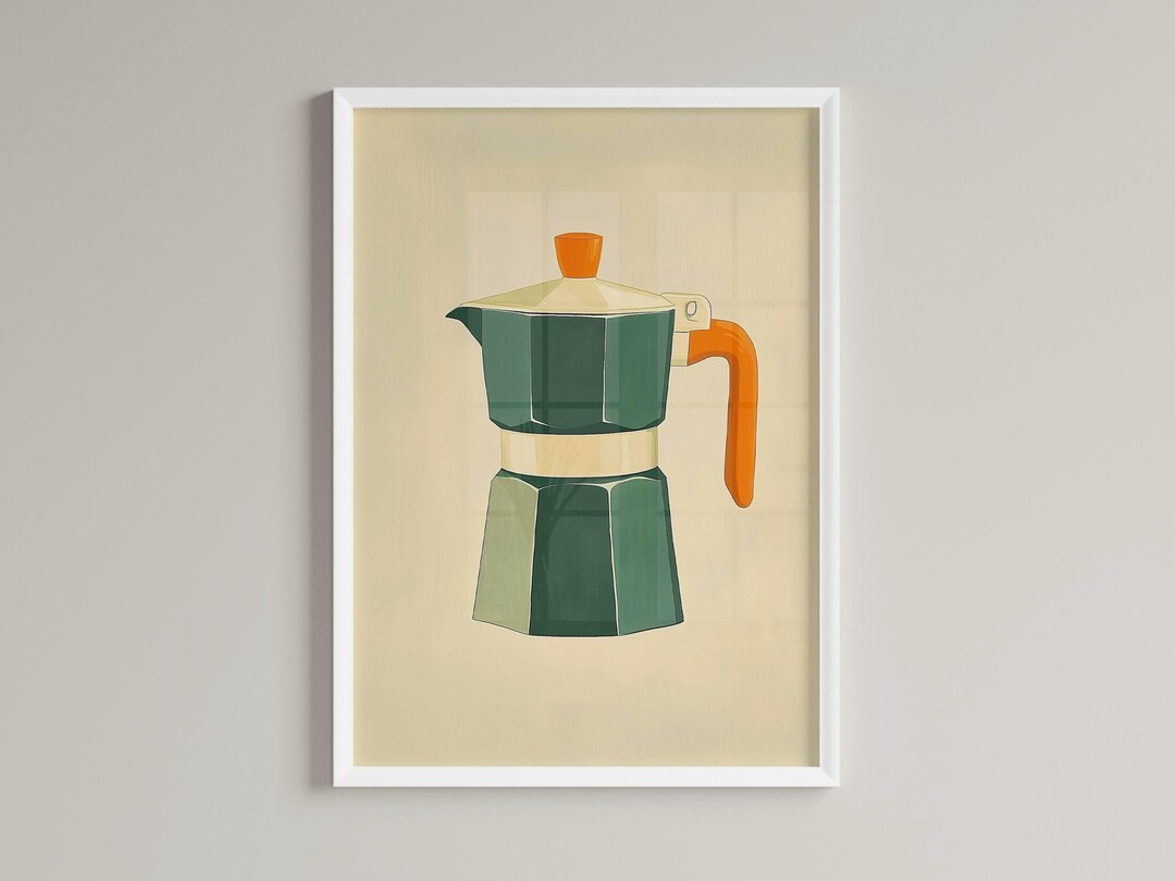Moka Pot Art Print: Joyful Coffee Maker Wall Decor (digital Download ...