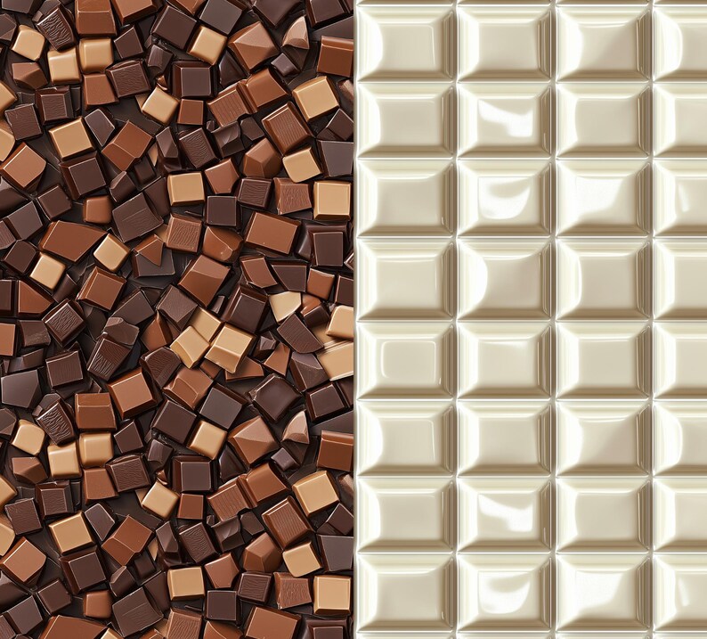 Artisan Chocolatier Seamless Patterns: Melted Swirls, Sweets, Bakery ...