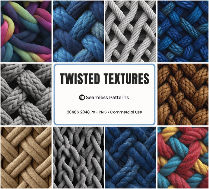 40 Twisted Rope & Braid Seamless Textures Bundle PNG | 2048x2048 ...