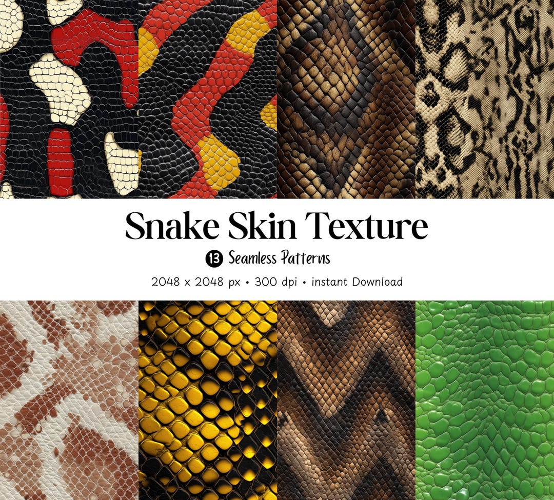 Snake Skin Texture: 13 Seamless Exotic Animal Print Patterns (digital ...