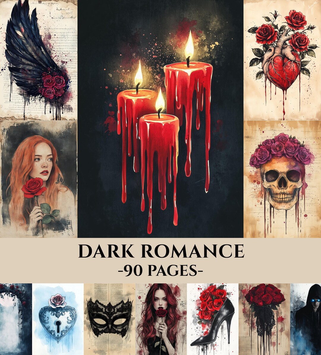 Dark Romance Junk Journal Kit: Gothic Rose Ephemera, Printable ...